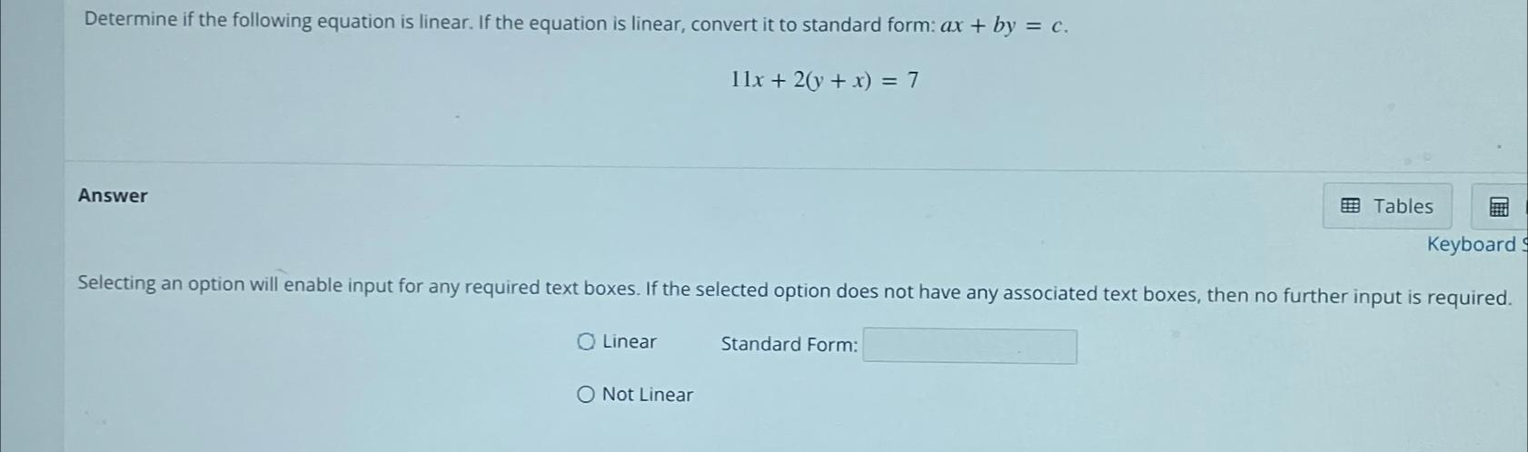 Solved Determine if the following equation is linear. If the | Chegg.com