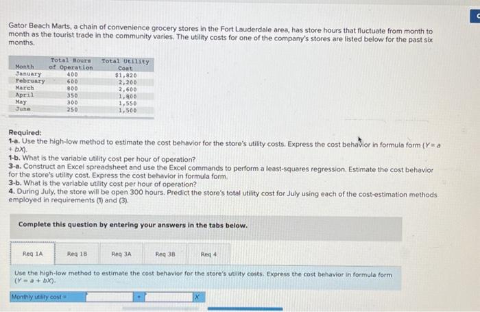 Solved Required: 1-a. Use the high-low method to estimate | Chegg.com
