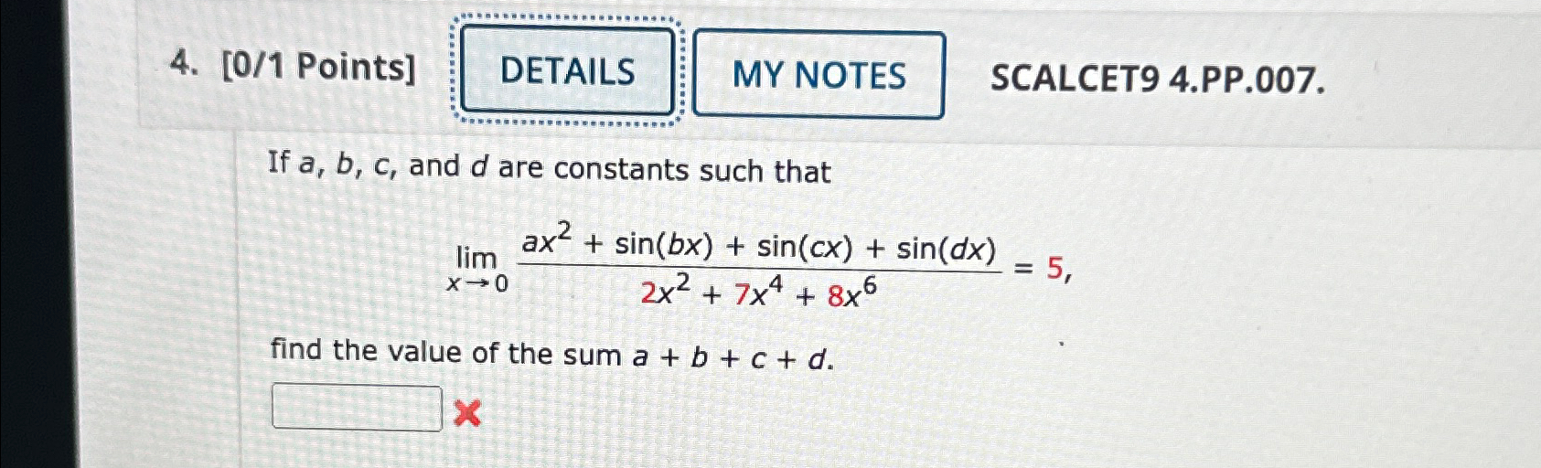 Solved [0/1 ﻿Points]SCALCET9 4.PP.007.If a,b,c, ﻿and d ﻿are | Chegg.com