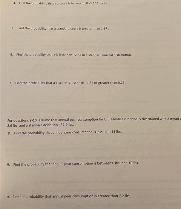Solved 4. Find the probability that a z-score is between | Chegg.com