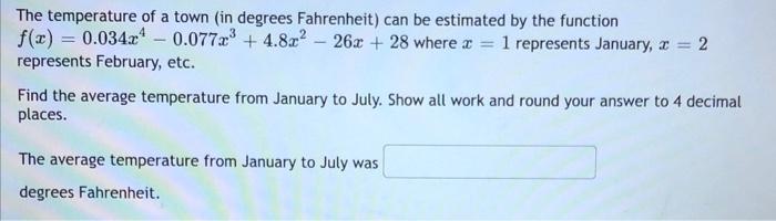 Solved The temperature of a town (in degrees Fahrenheit) can | Chegg.com