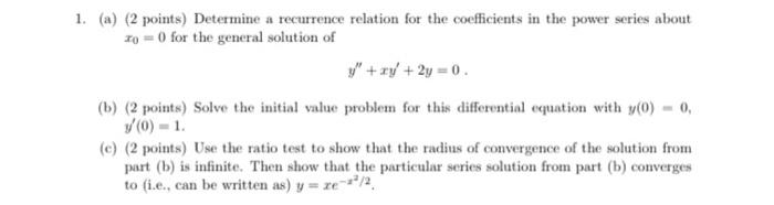 Solved (a) (2 points) Determine a recurrence relation for | Chegg.com