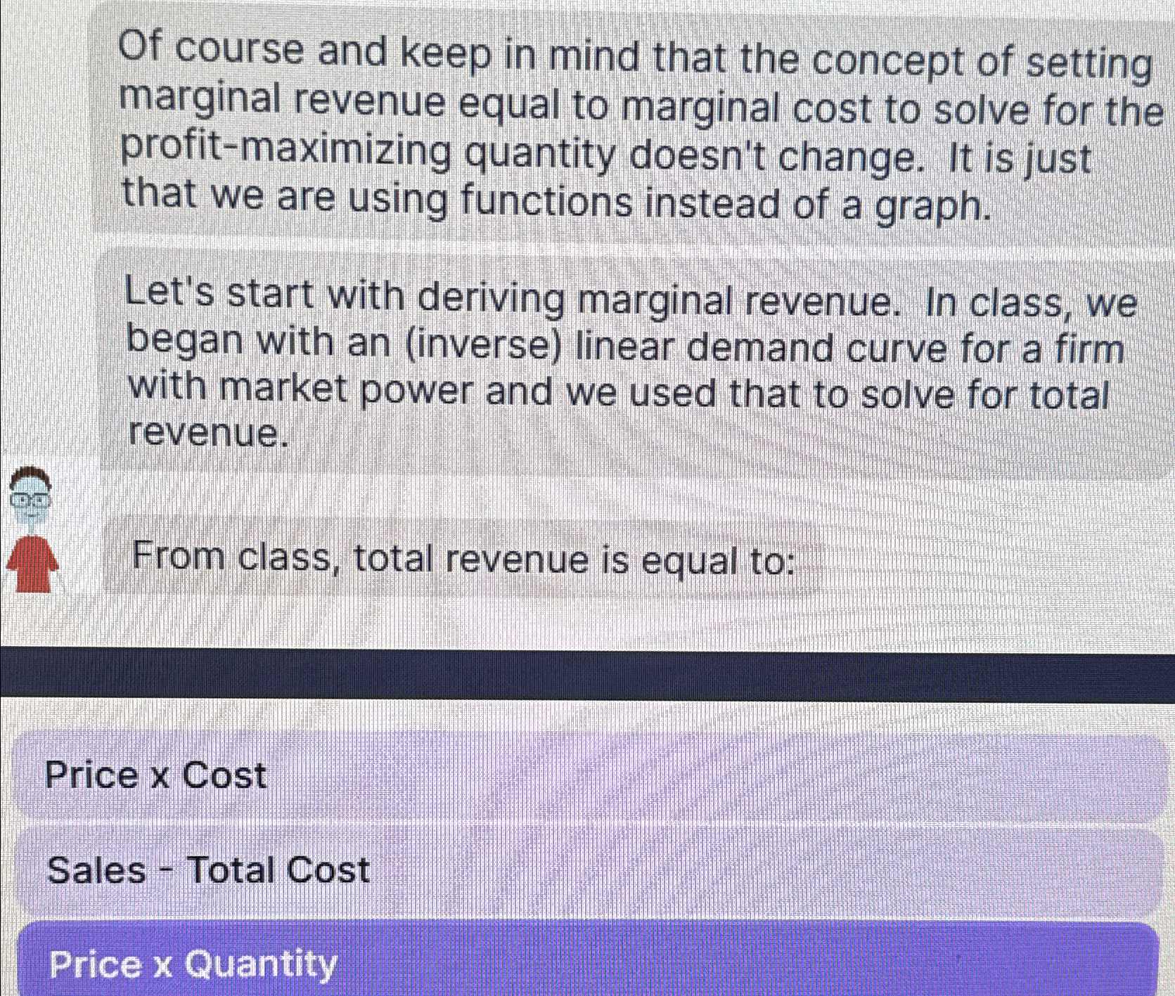 Of course and keep in mind that the concept of | Chegg.com