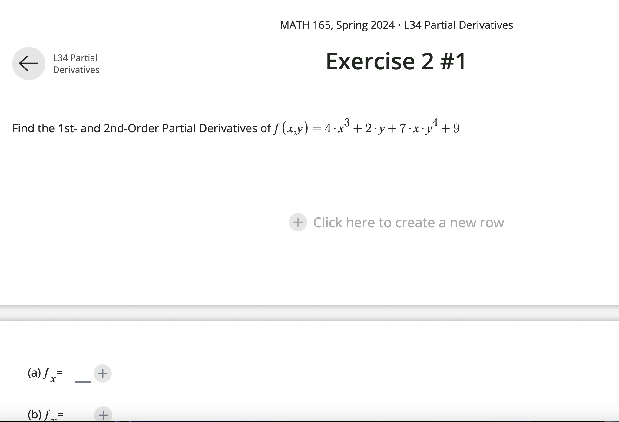 Solved L34 ﻿PartialExercise 2 ﻿#1DerivativesFind the 1st- | Chegg.com