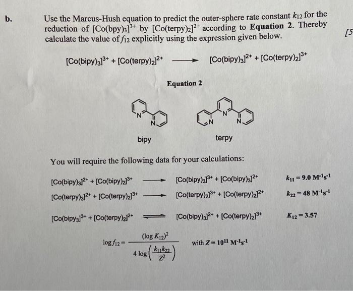 Solved Use the Marcus-Hush equation to predict the | Chegg.com