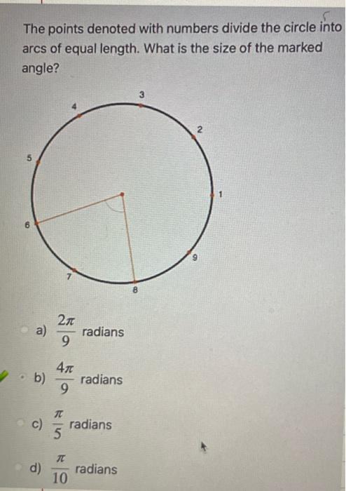 Solved The points denoted with numbers divide the circle | Chegg.com