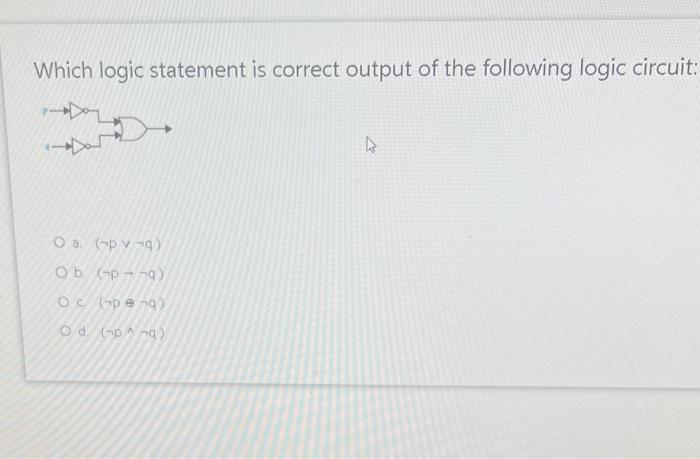 Solved Which logic statement is correct output of the | Chegg.com