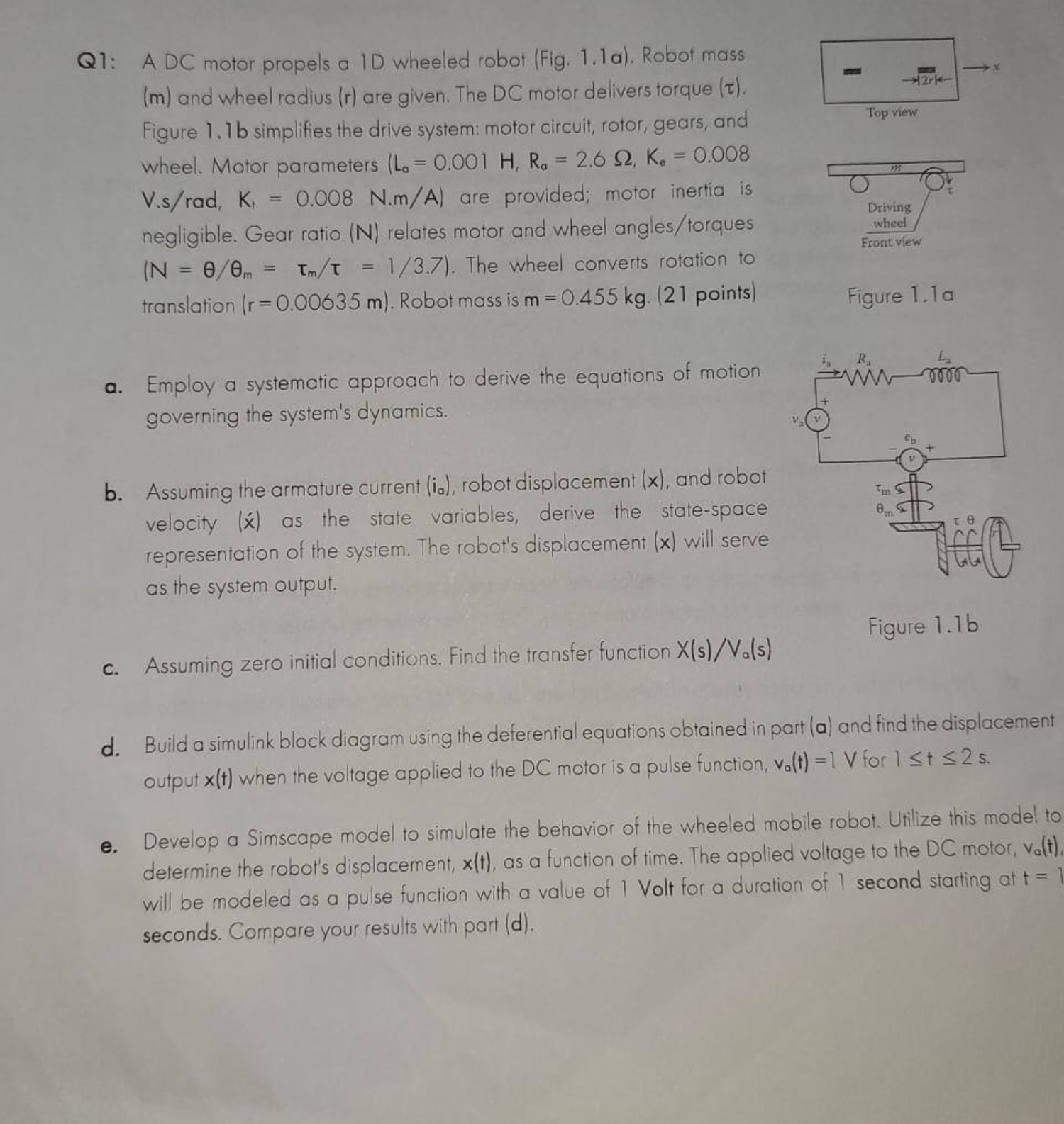 Solved Q1: A DC motor propels a 10 ﻿wheeled robot | Chegg.com