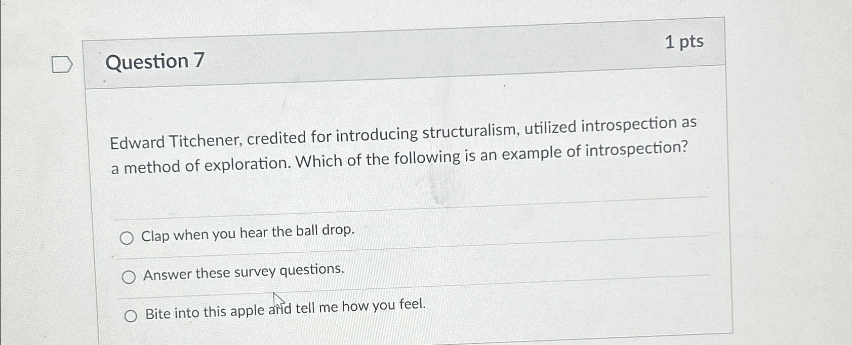 Solved Question 71ptsEdward Titchener, credited for | Chegg.com