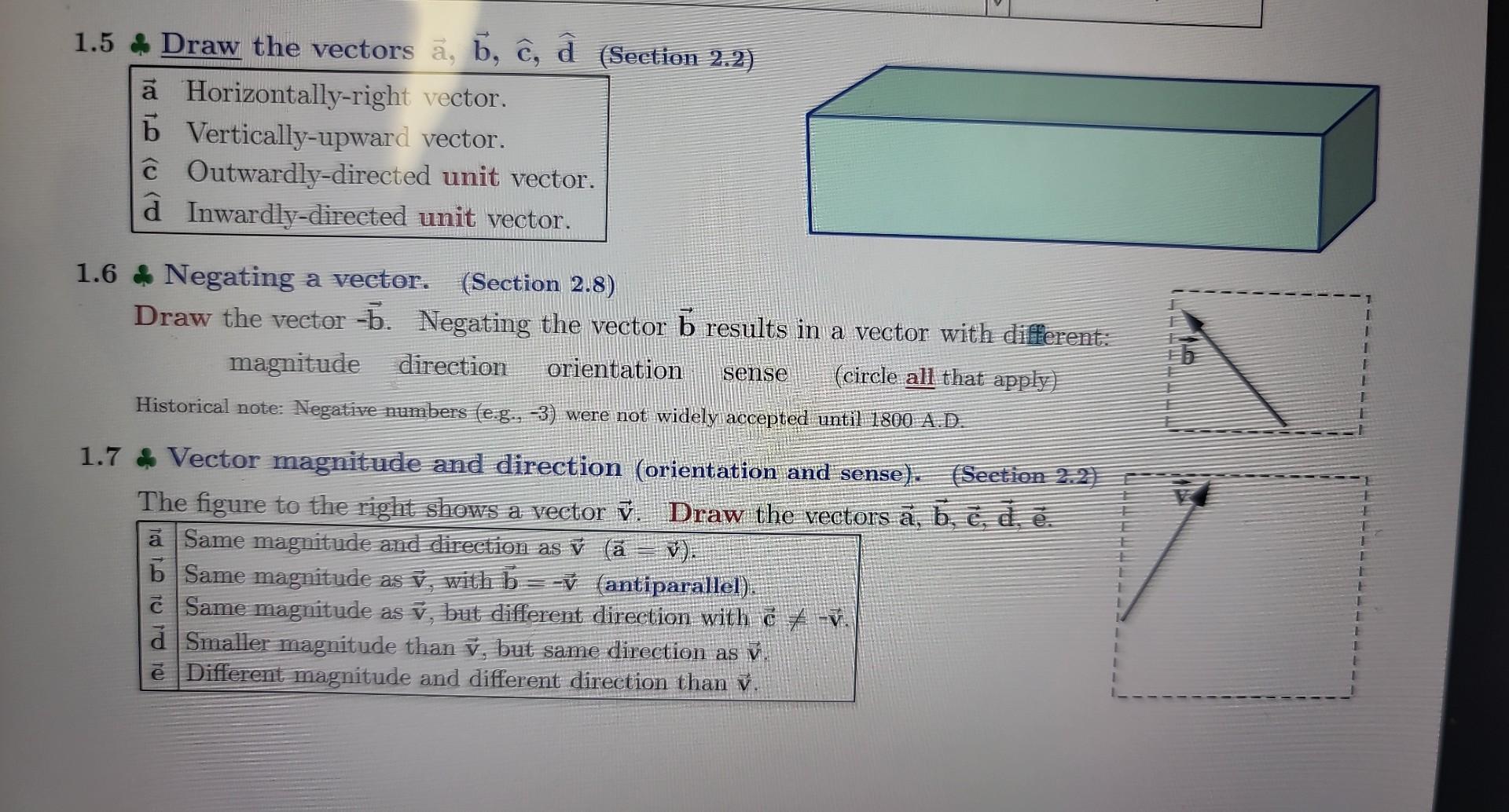 1.5 Draw the vectors a,b,c,d (Section 2.2) a | Chegg.com