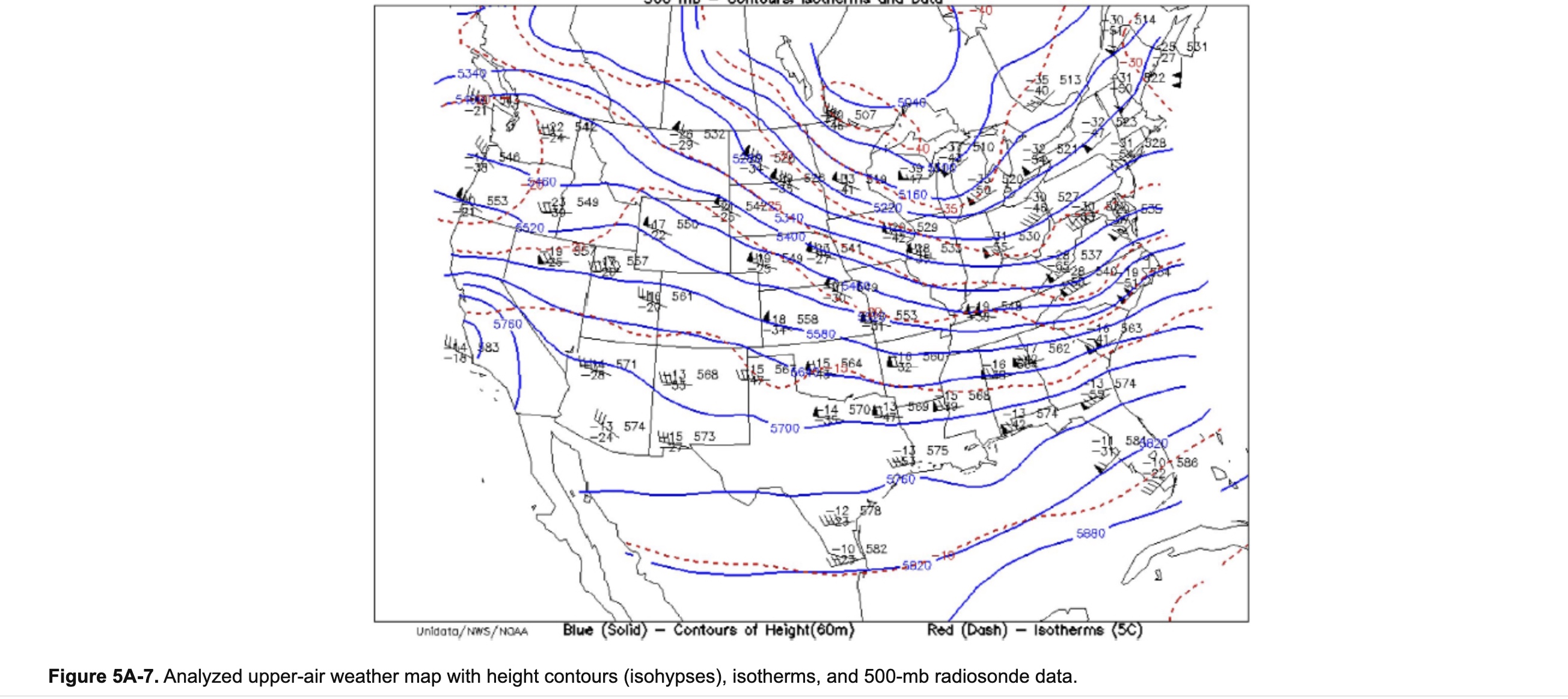 Figure 5A-7. ﻿Analyzed upper-air weather map with | Chegg.com