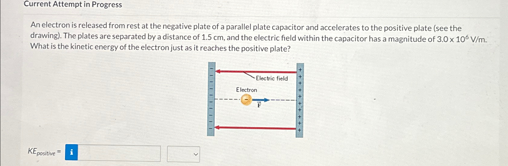 Solved Current Attempt in ProgressAn electron is released | Chegg.com