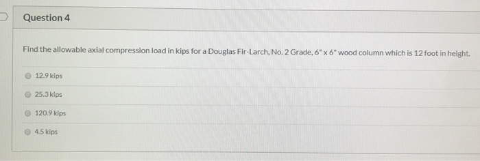Solved Question 4 Find the allowable axial compression load | Chegg.com