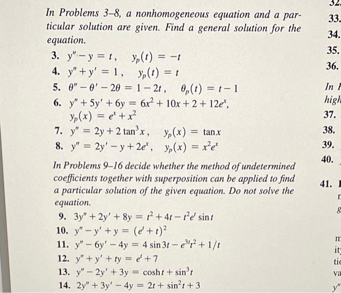In Problems 3 8 A Nonhomogeneous Equation And A