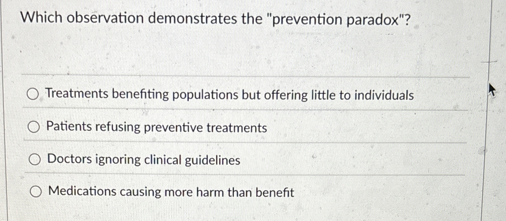 Solved Which observation demonstrates the "prevention | Chegg.com