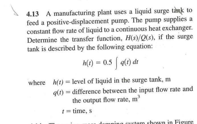 Solved 4.13 A manufacturing plant uses a liquid surge tank | Chegg.com