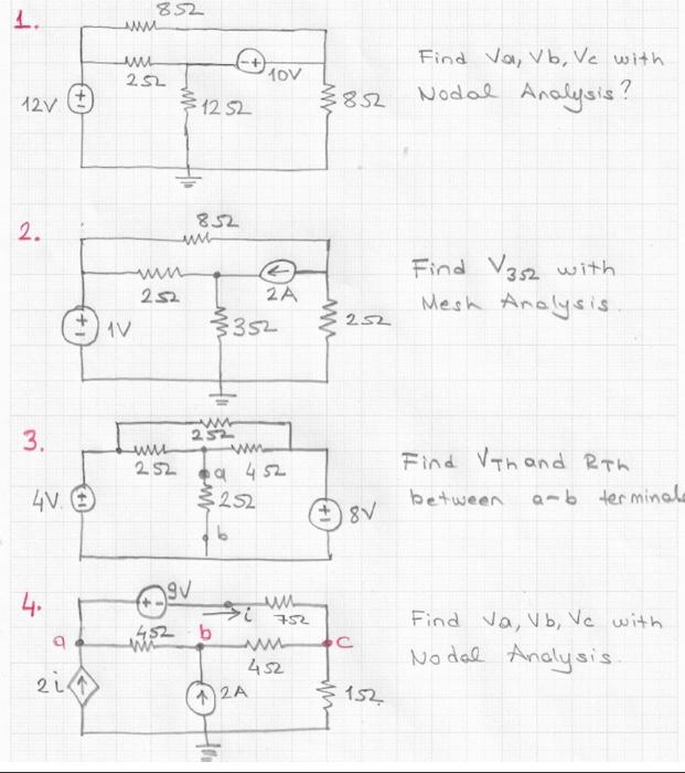 Solved 892 10V ww 252 31252 Find Va, vb. Vc with Nodal | Chegg.com