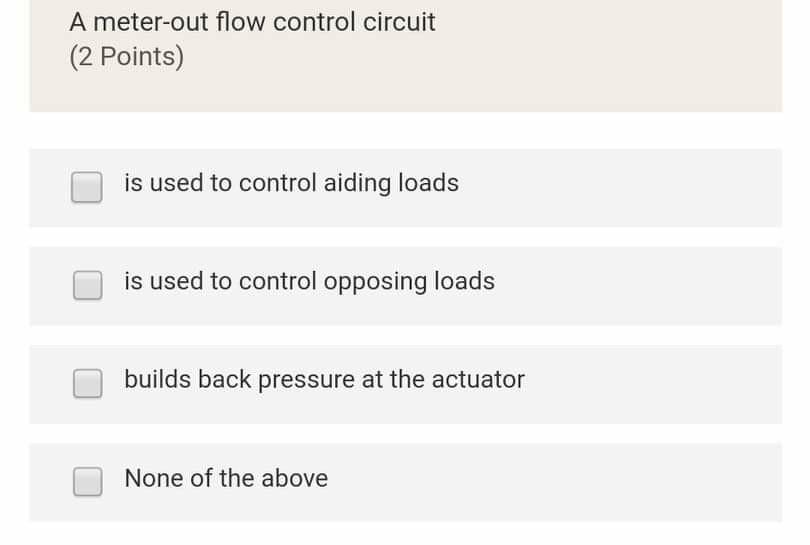 Solved A meter-out flow control circuit (2 Points) is used | Chegg.com