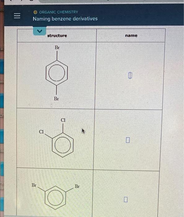 Solved = O ORGANIC CHEMISTRY Naming benzene derivatives | Chegg.com