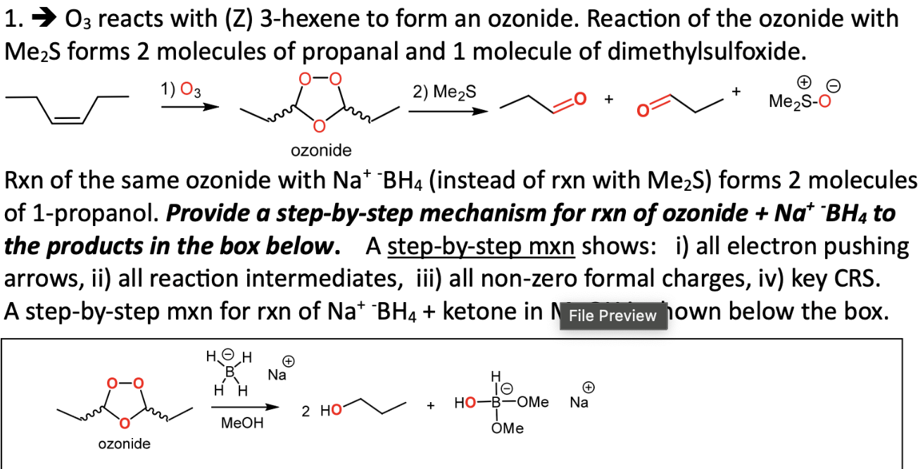 Solved Provide a step‐by‐step mechanism for rxn of ozonide + | Chegg.com