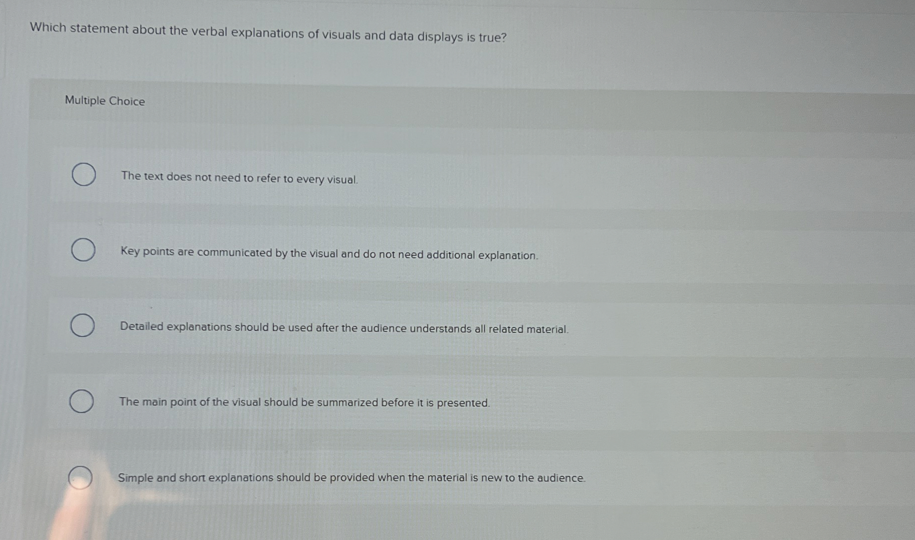 Solved Which statement about the verbal explanations of | Chegg.com