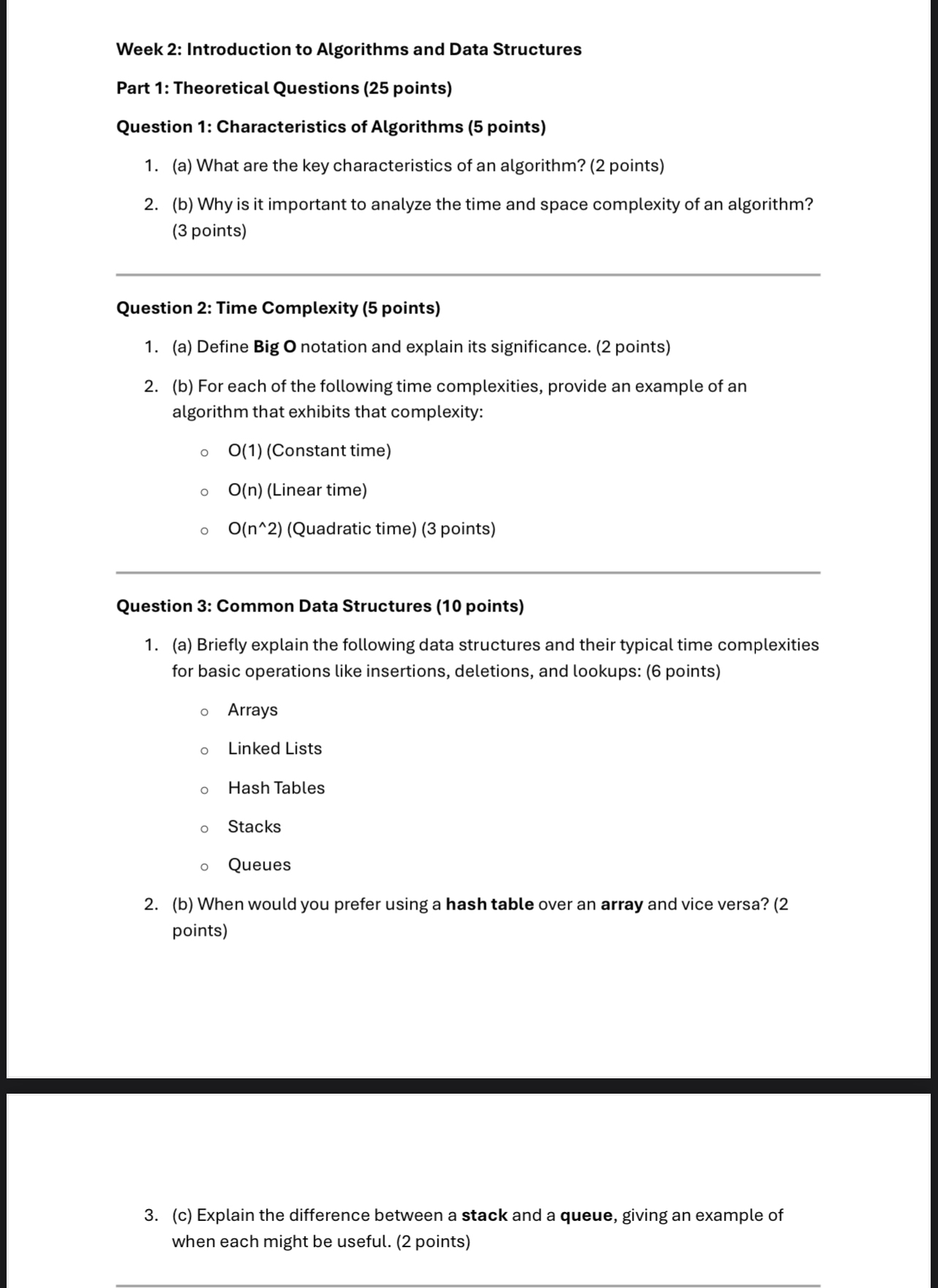 Solved Week 2: Introduction to Algorithms and Data | Chegg.com
