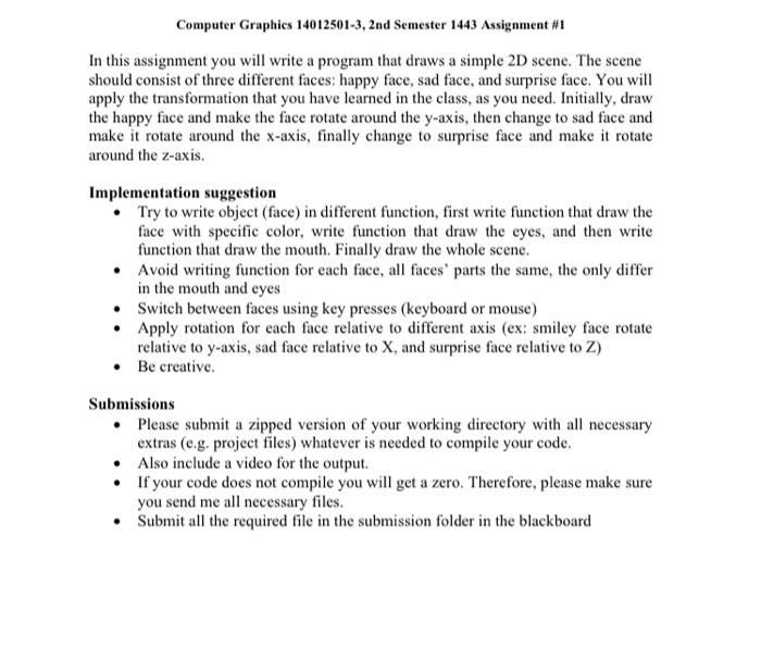 Solved Computer Graphics 14012501-3, 2nd Semester 1443 | Chegg.com