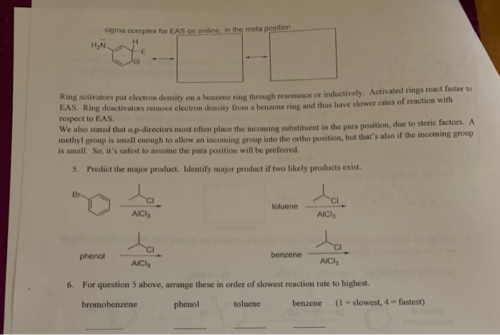 Solved A "sigma complex" is formed when the E' adds to the | Chegg.com