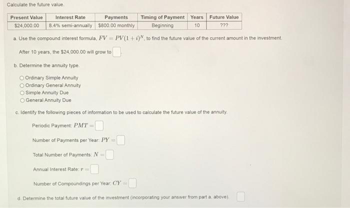 Solved Calculate the future value Interest Rate 10 Present | Chegg.com