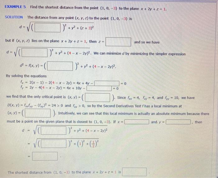 Solved EXAMPLES Find the shortest distance from the point | Chegg.com