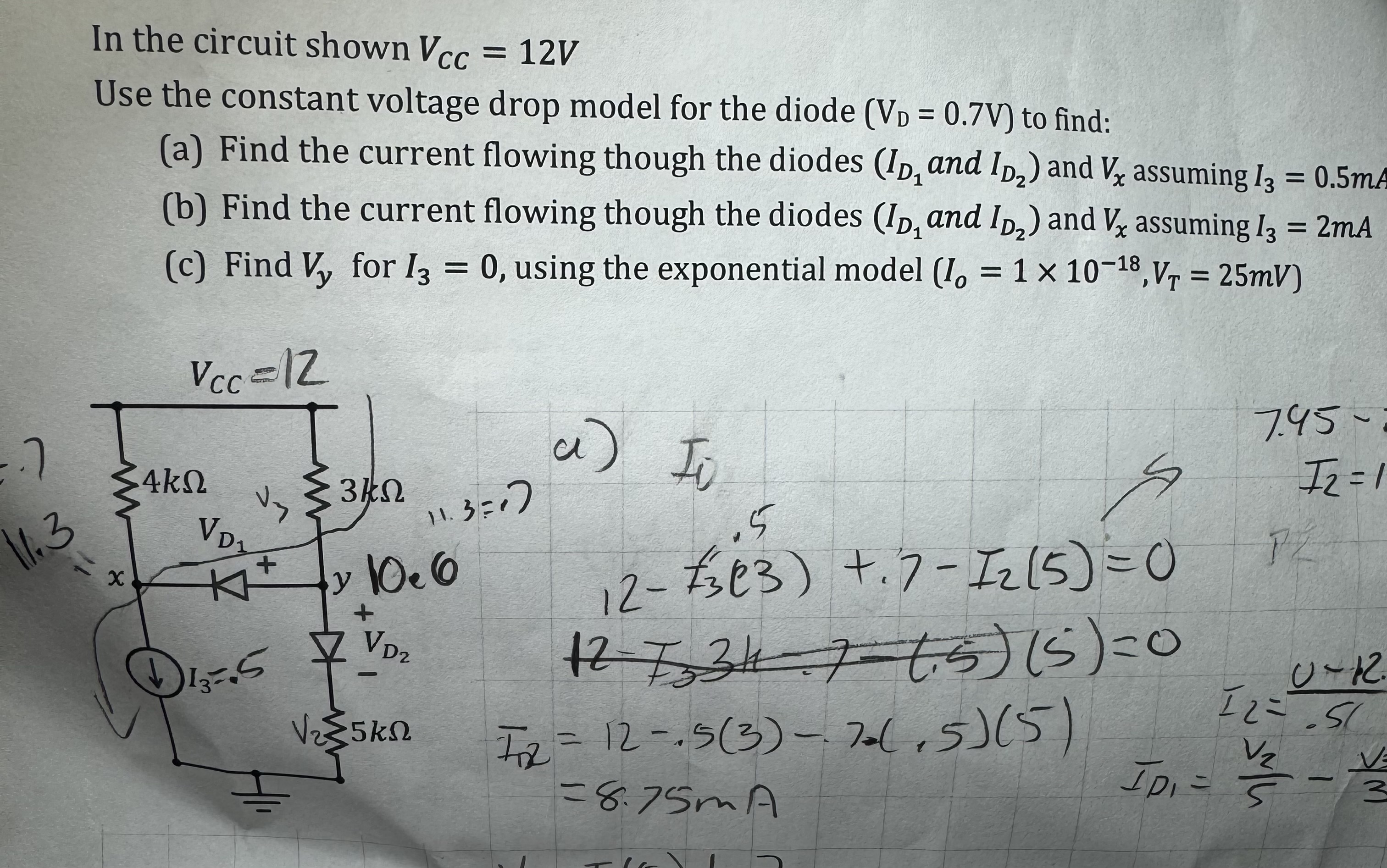 Solved In the circuit shown VCC=12VUse the constant voltage | Chegg.com