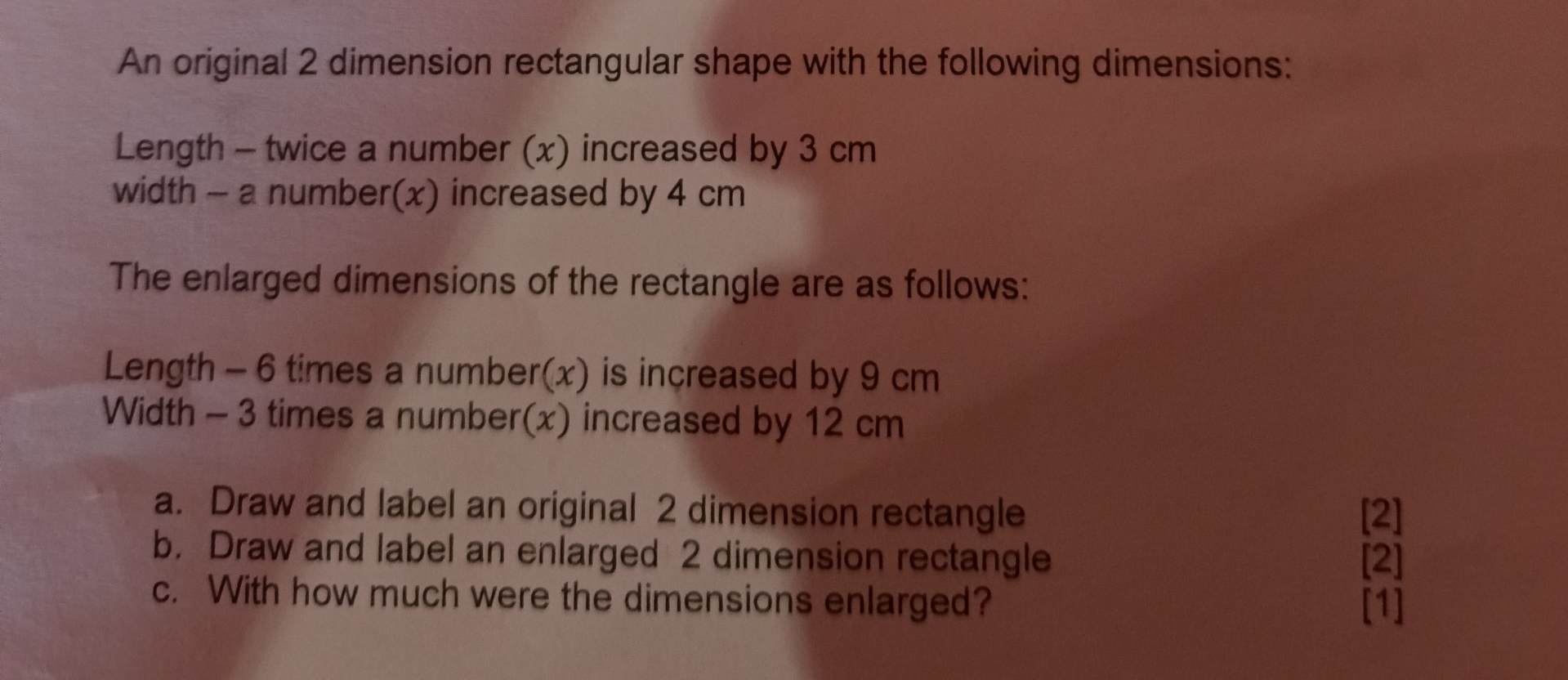 Solved An original 2 ﻿dimension rectangular shape with the | Chegg.com