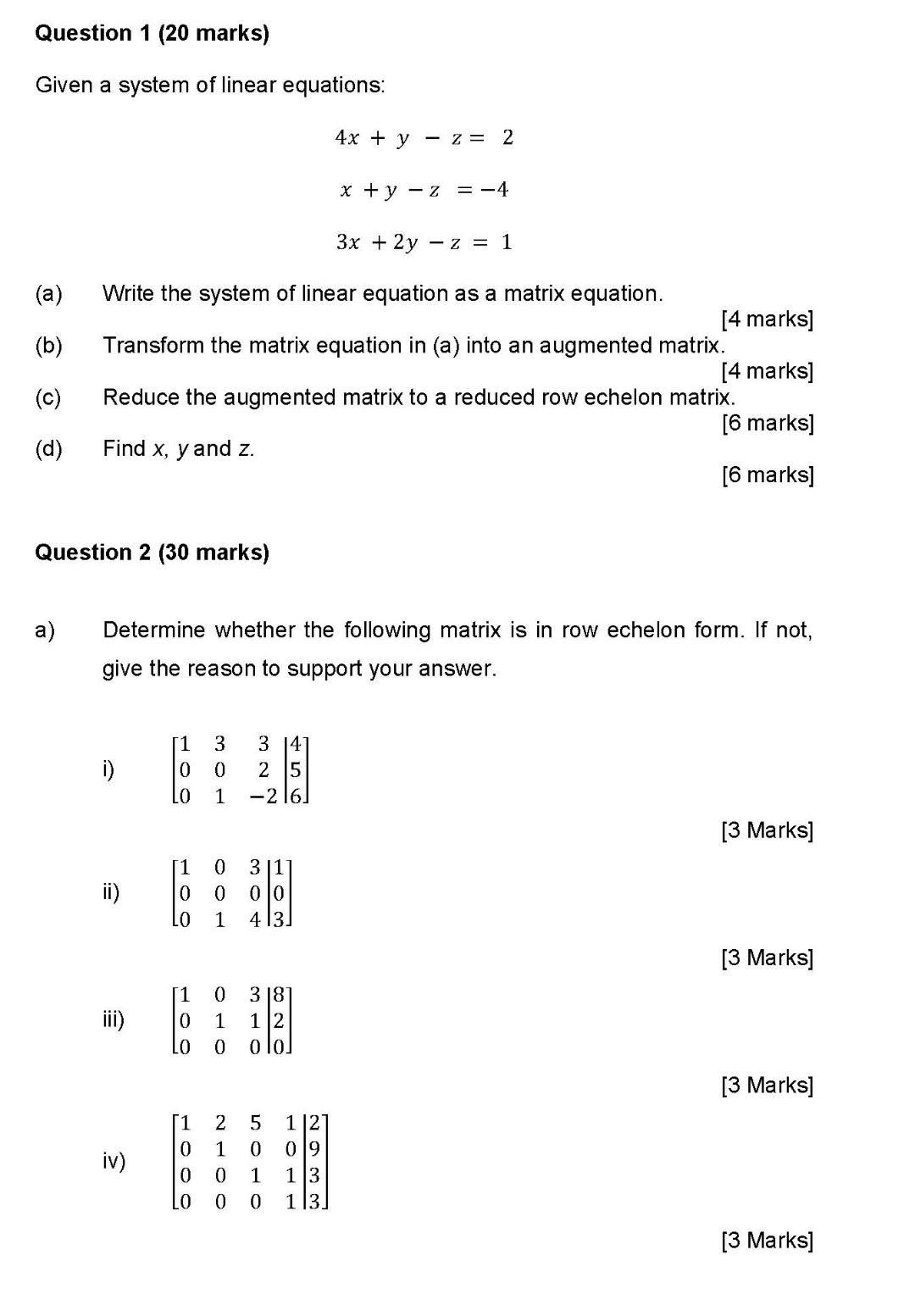Solved Given a system of linear equations: | Chegg.com