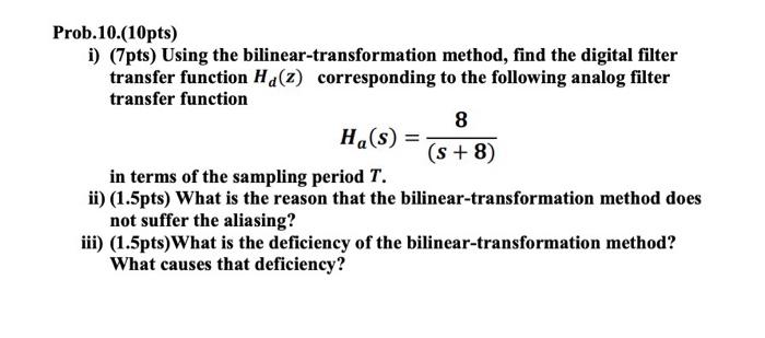 Solved Prob.10.(10pts) i) (7pts) Using the | Chegg.com
