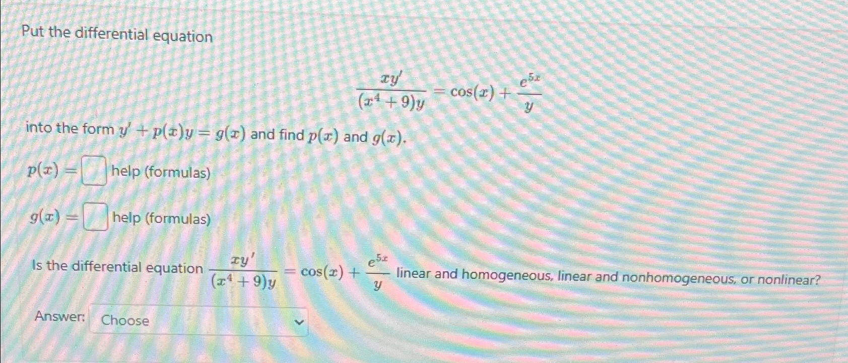 Solved Put the differential | Chegg.com