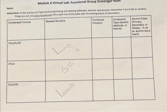 Solved Name: Module 6 Virtual Lab: Functional Group | Chegg.com