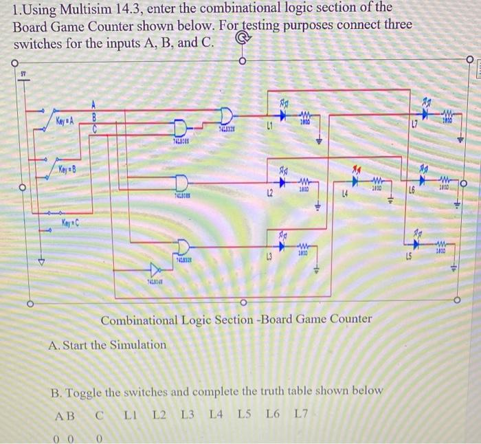 1.Using Multisim 14.3, enter the combinational logic | Chegg.com