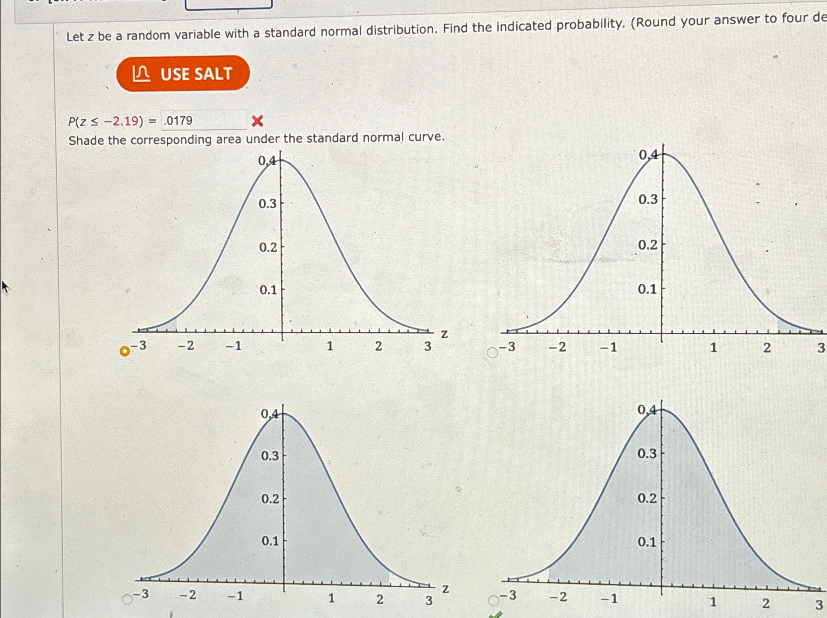 Solved Let z ﻿be a random variable with a standard normal | Chegg.com