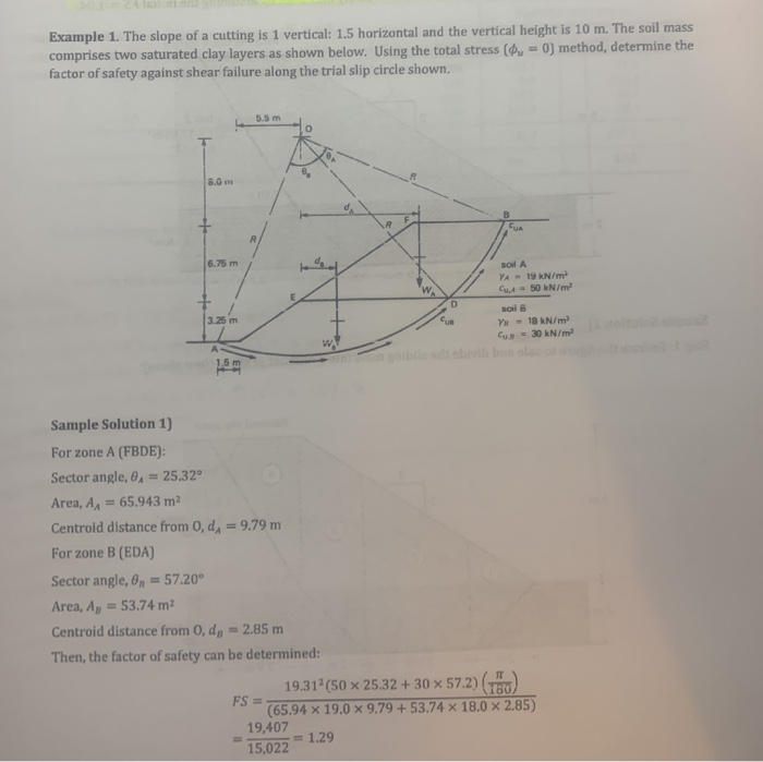 Solved Example 1. The slope of a cutting is 1 vertical: 1.5 | Chegg.com