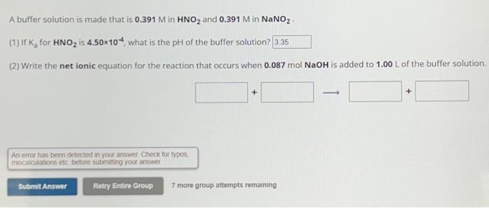 Solved A buffer solution is made that is 0.391M in HNO2 and | Chegg.com