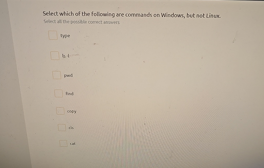 Solved Select which of the following are commands on | Chegg.com