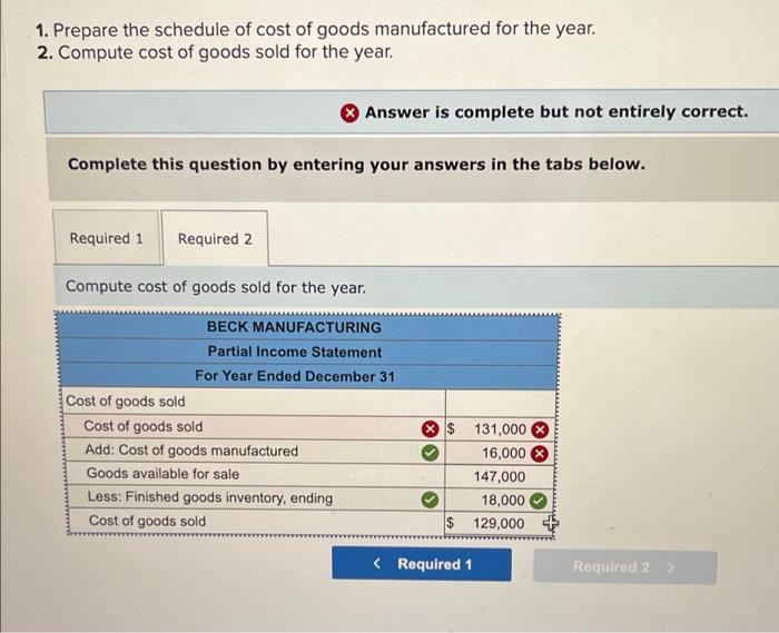 1. Prepare the schedule of cost of goods manufactured | Chegg.com