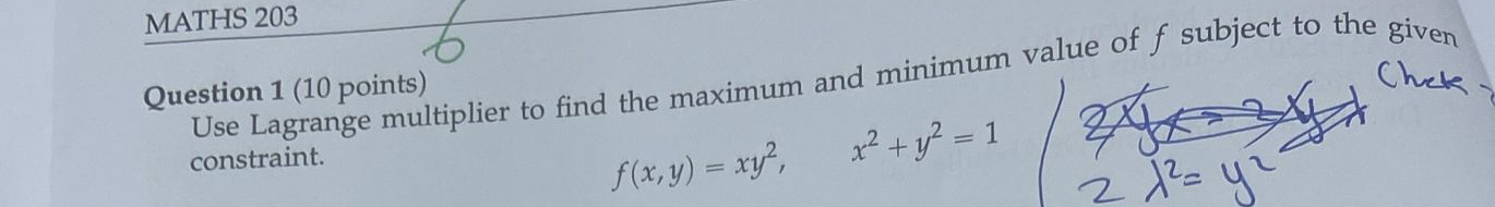 Solved Use Lagrange multiplier to find the maximum and | Chegg.com