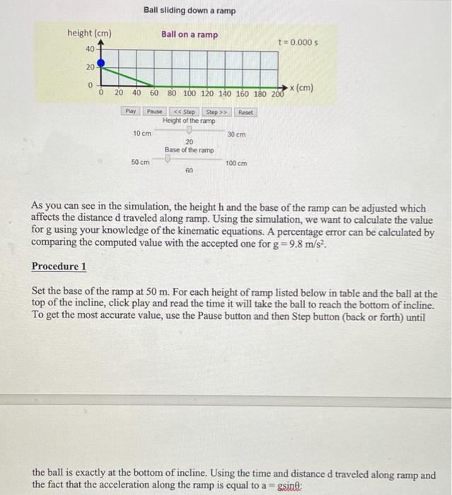 Solved Ball sliding down a ramp height (cm) Ball on a ramp | Chegg.com