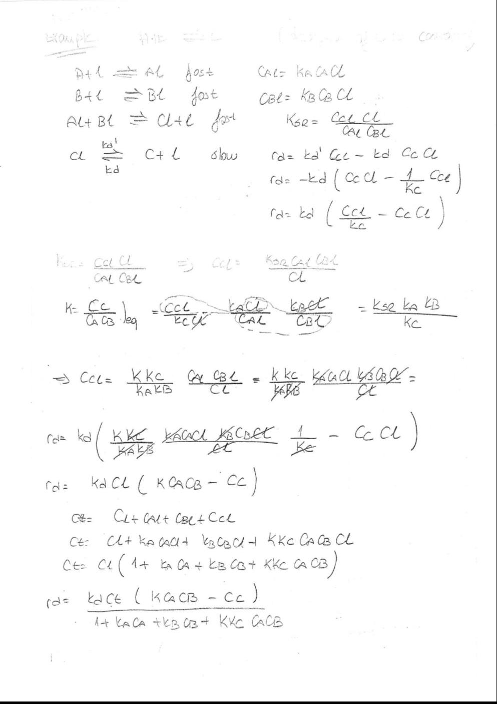 Solved Al+Bl=Cl+l fost KSR=CAlCBlCClCl rd=kd(kcccl−ccCl) | Chegg.com