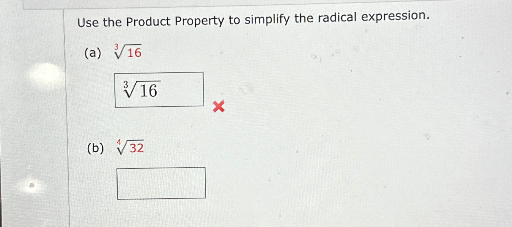 Solved Use the Product Property to simplify the radical | Chegg.com