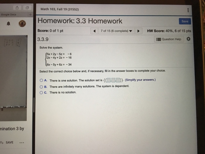 Solved Math 103, Fall 19 (31552) Google Docs Homework:3.3 | Chegg.com