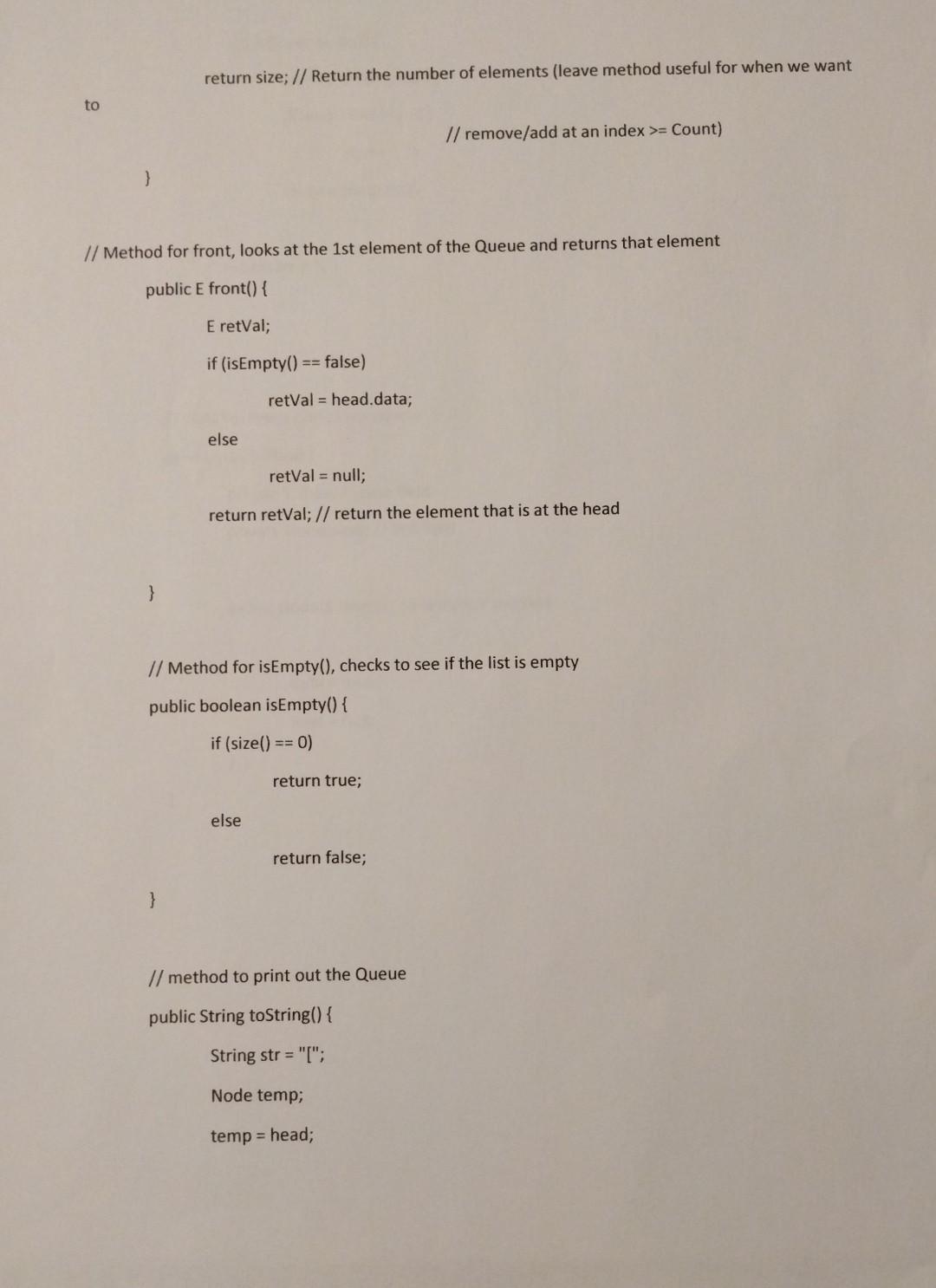 Solved Part 2 30 Points Use The Given Class Queue Java 