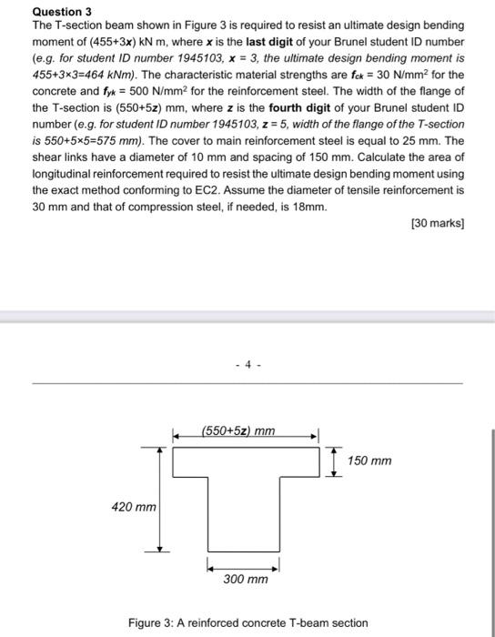 Solved Question 3 The T-section beam shown in Figure 3 is | Chegg.com