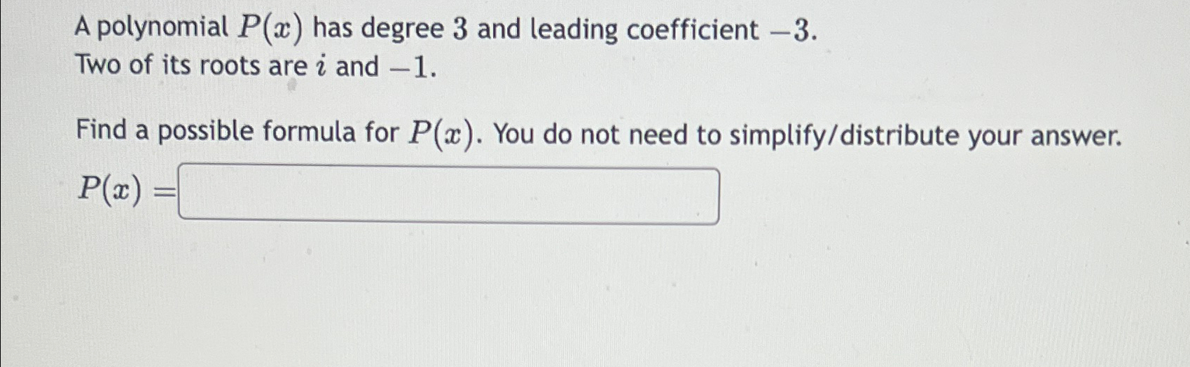 Solved A polynomial P(x) ﻿has degree 3 ﻿and leading | Chegg.com